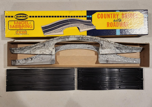 AURORA 1965 HO SCALE COUNTRY BRIDGE WITH ROADWAY TRACKS BOX MODEL ...