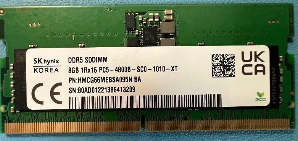 SK Hynix 8GB DDR5 SODIMM PC5-5600B-SC0-1010-XT Laptop RAM, 41% OFF