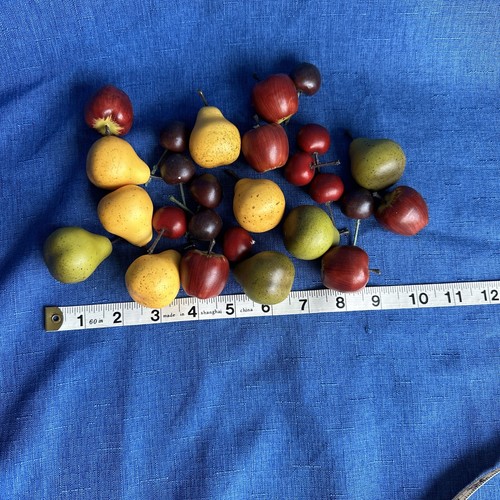 Lot Of Small Plastic Fruits, Pears, Apples, Cherries, Different Colors ...