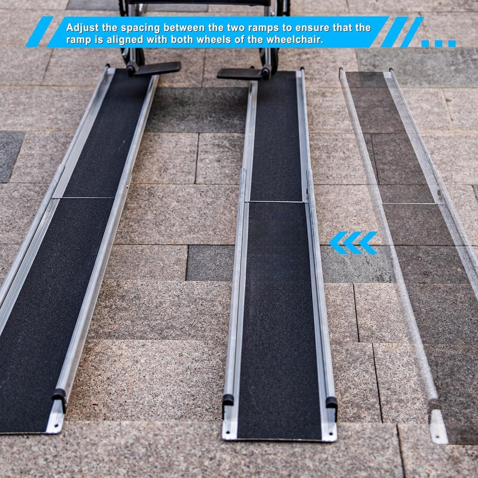 VNN Adjustable Wheelchair Ramp, 3-5 FT Portable Wheelchair Ramp,New ...
