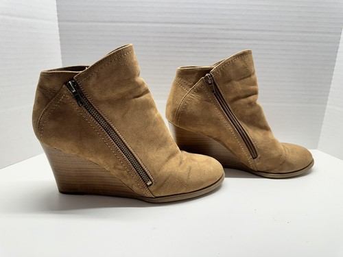 RUFF HEWN Wedge Bootie Womens 9 Camel Tan Vegan Suede Ankle Boot Shoe ...