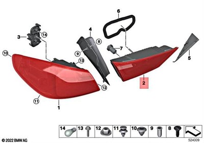 Genuine BMW F40 116d 116i 118d 118i Rear Light In Trunk Lid Left ...