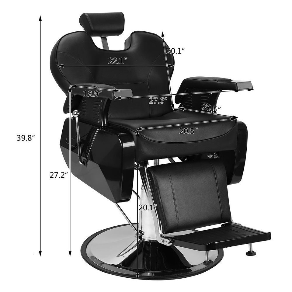 Heavy Duty Reclining Barber Chair Salon Shaving Tattoo Hairdresser ...
