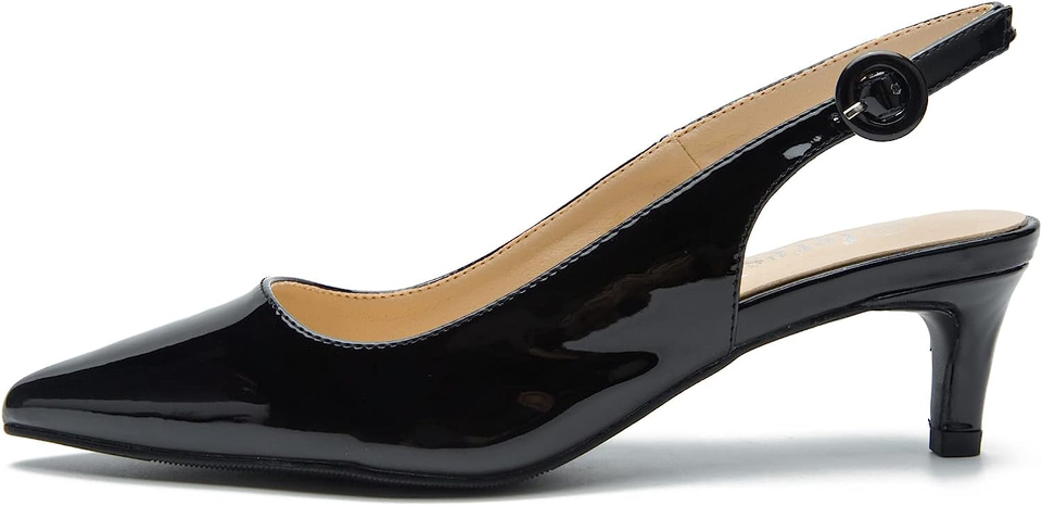 Fereshte Women's Slingback Low Kitten Heels Pumps Closed Toe Dress ...