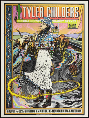 Tyler Childers Shakey Graves 2024 Poster Shoreline Amphitheatre ...