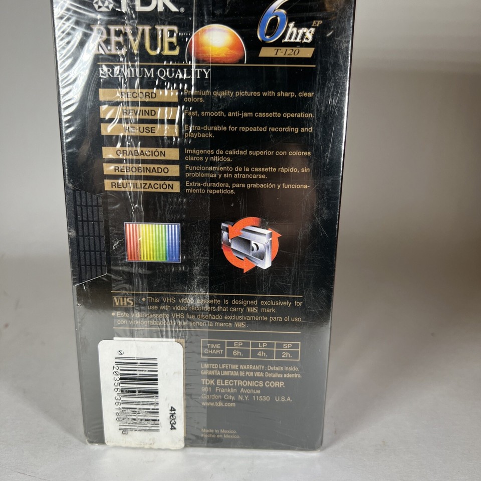 NEW 3 Pack Blank TDK VHS Tapes Revue PREMIUM QUALITY Sealed 6 hrs T-120 ...