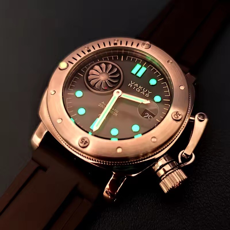 Black 44mm seagull ST25 movement military luxury homage analog date ...