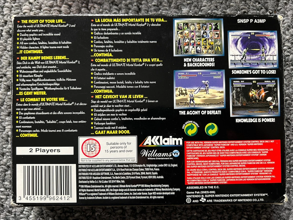 Mortal Kombat 3 Snes Box