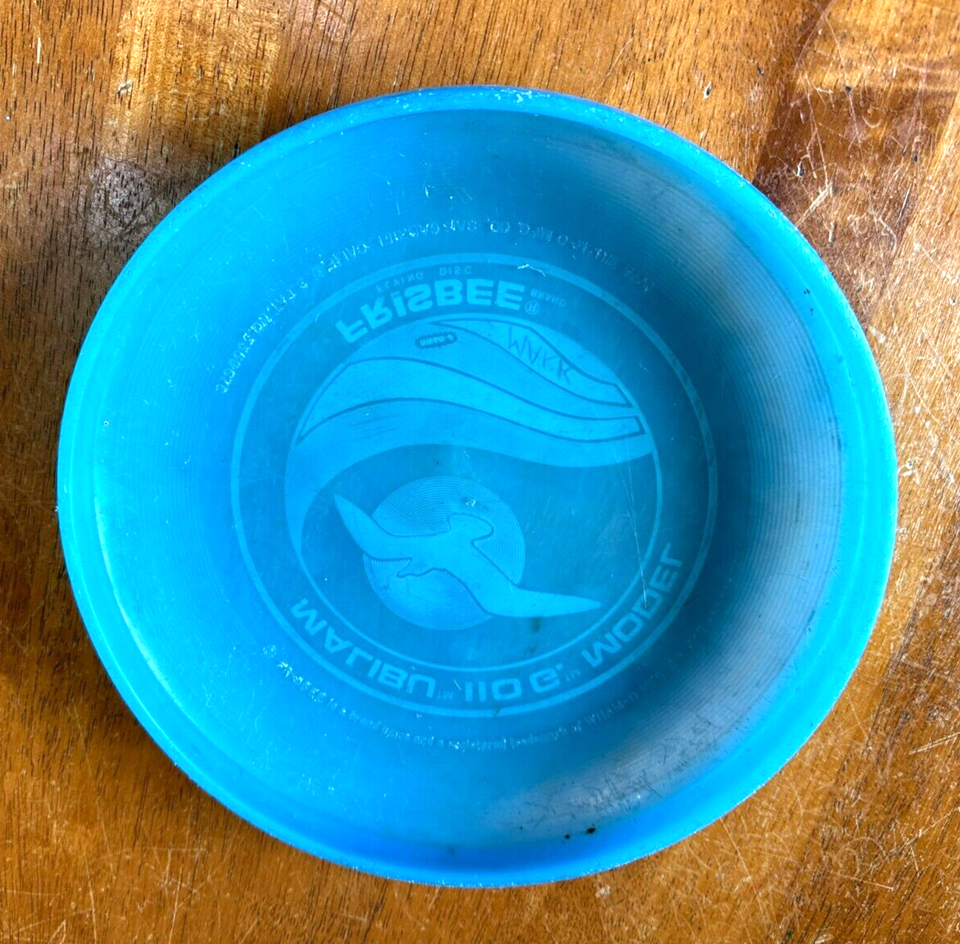 Vintage Wham-O Malibu 110 G Model Frisbee Blue Silver Flying Saucer Toy ...