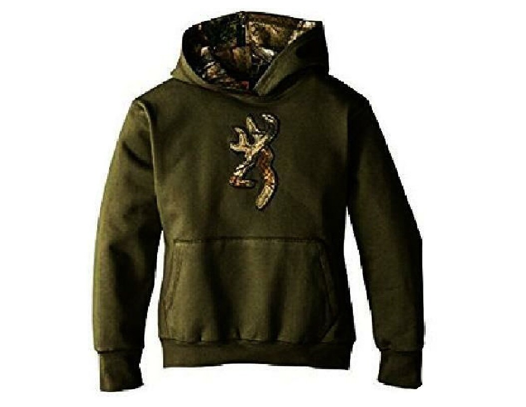 BROWNING Boys Youth BUCKMARK HOODIE Sweatshirt Pullover GREEN BROWN or ...
