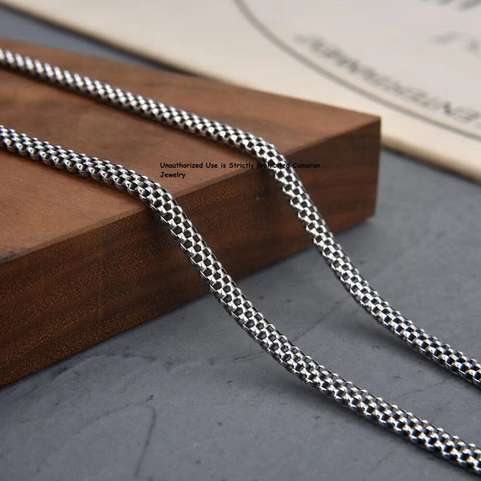 Pure S925 Sterling Silver Chain Men Women 4mm Snake Link Necklace 18-28inch | eBay