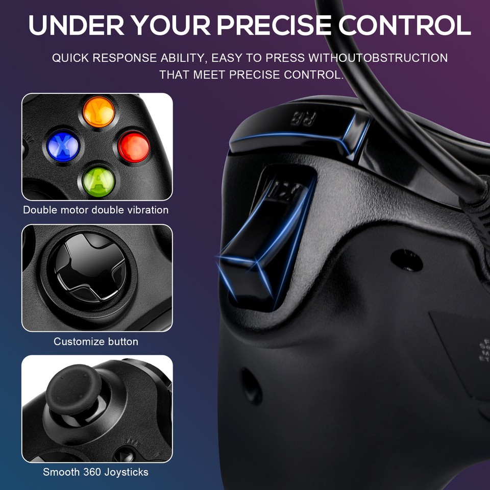 Wired Controller USB For PC Compatible With Xbox 360 / Windows 7 8 10 ...