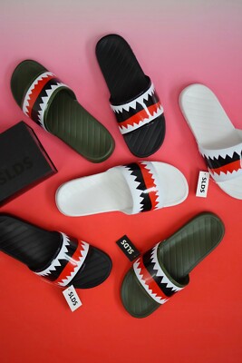Brand New SLDS Military Green Shark Bape Inspired Sharkmouth Sandals ...