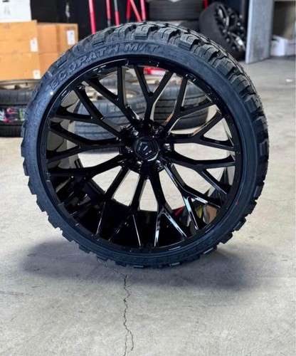 24x12 TIS 566B BLACK WHEELS RIMS 33" MT TIRES FORD F150 FX4 EXPEDITION ...