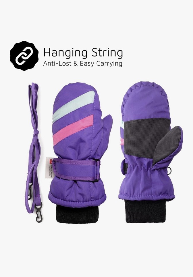 Toddler Kids Snow Mittens with String Waterproof Ski Mittens 4-6 Years ...