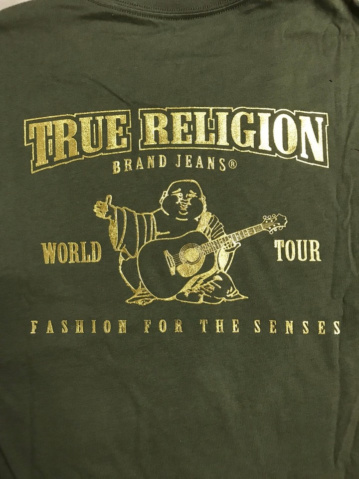 New! True Religion Brand Jeans Men's Gold Buddha Logo Horseshoe Tee T ...