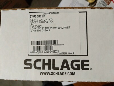 Schlage D70PD ORB 605 Bright Brass Classroom Function Knob | eBay