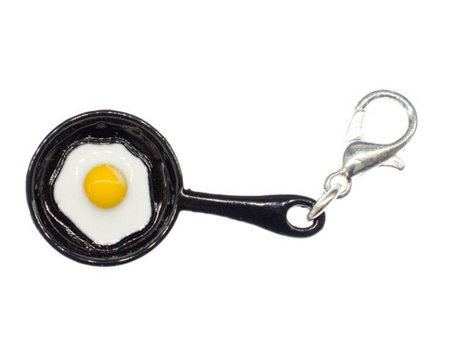 Frying Pan Fried Egg Charm Pendant Charm Bracelet Miniblings Pan Black ...