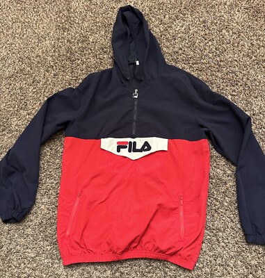 Vintage FILA Hooded Traditional Colorway Nylon Lightweight Jacket ...