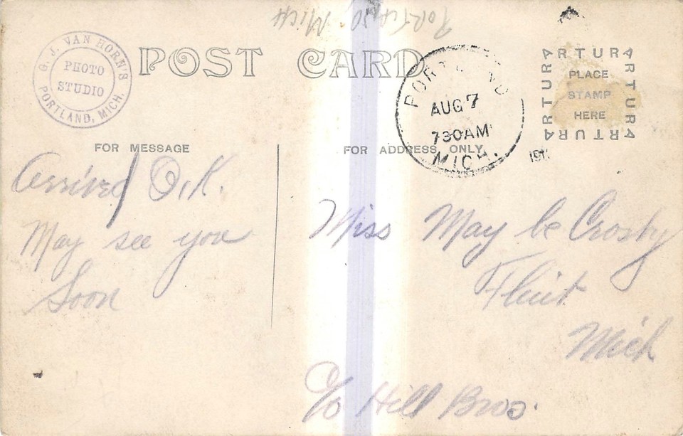 PORTLAND Michigan RPPC postcard Ionia County Hotel Devine 1913 | eBay