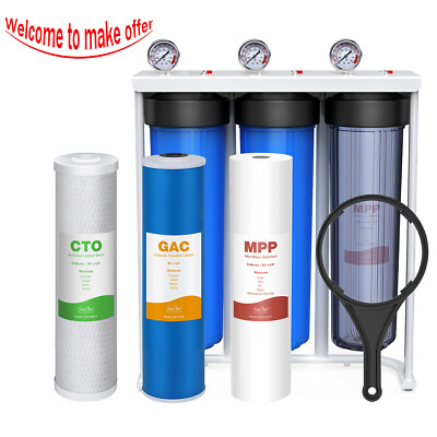 Whole House Water Filter System 4.5" x 20" Filtration System Housing ...