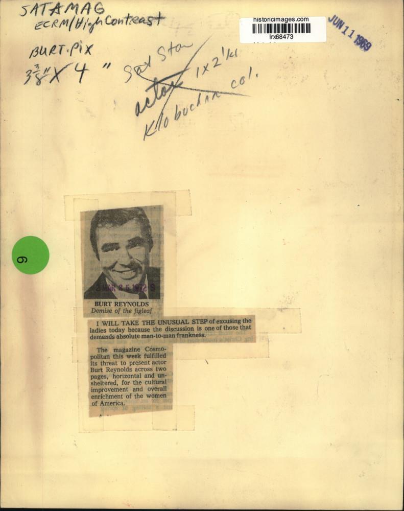 1969 Press Photo Actor Burt Reynolds appears in "Cosmopolitan" Magazine ...