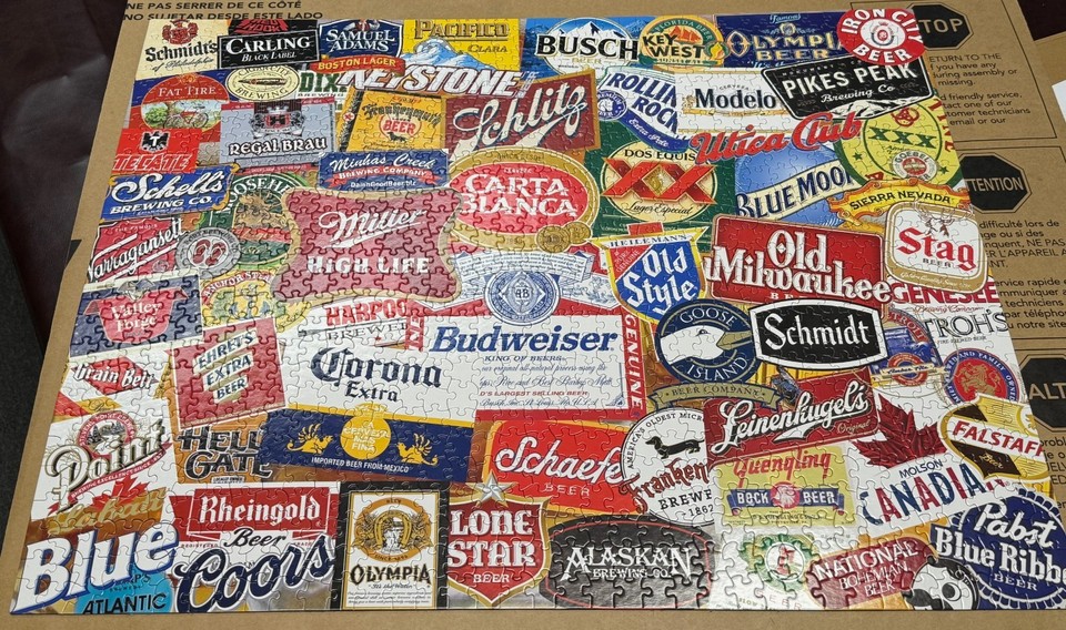 AMERICAN BEER LABELS 1000 Hart Jigsaw Puzzle Corona Miller Strohs ...
