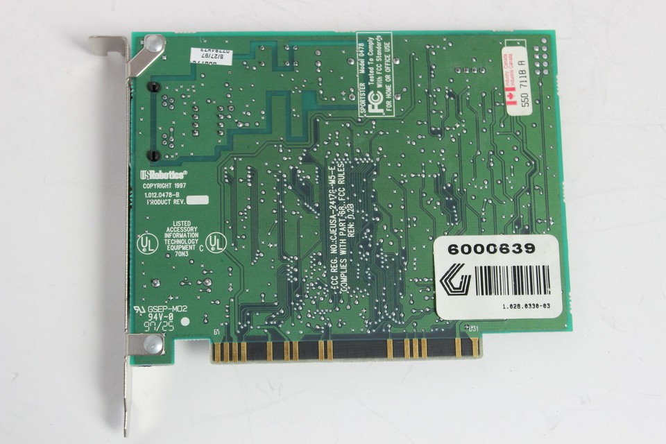 GATEWAY 2000 6000639 ISA INTERNAL MODEM WITH X2 US ROBOTICS 0478 CJE ...