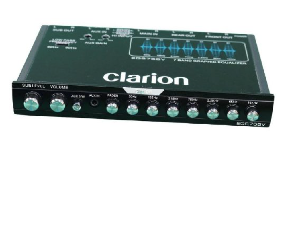 CLARION EQS755V 7-Band Car Audio 1/2-DIN Size Car Graphic Equalizer ...