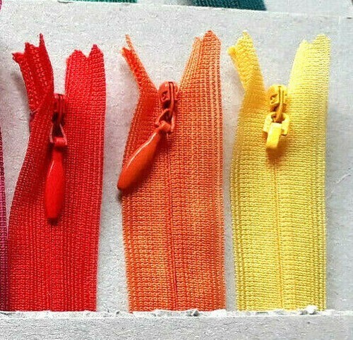 Zip Red, Orange, Yellow Seam Covers Nylonkette Size 3 YKK Knitted ...