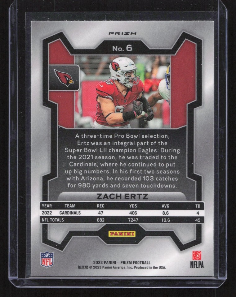 Zach Ertz 2023 Panini Prizm #6 Lazer Arizona Cardinals Football Card | eBay