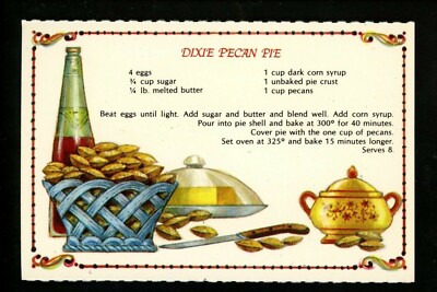 Recipe US postcard Dixie Pecan Pie Savannah Georgia GA Pirates' House ...