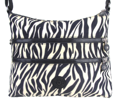 Kipling MULTICOLOR NYLON CANVAS ZEBRA PRINT SHOULDER BAG X-BODY HANDBAG ...
