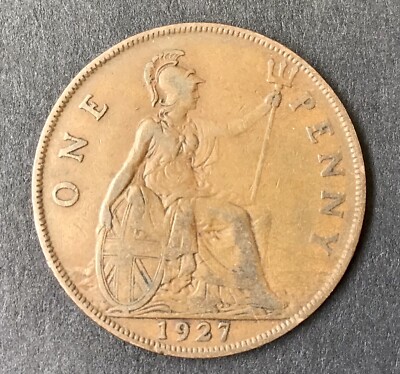 1927 Penny British Predecimal Coin. KGV Penny. 1 x Coin Ungraded | eBay ...