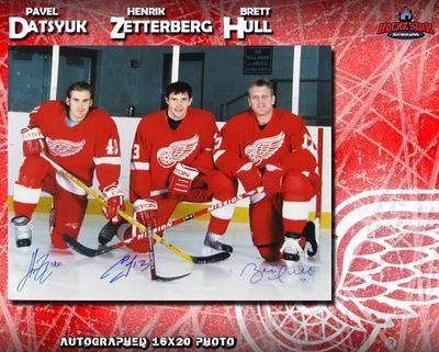 Brett Hull, Pavel Datsyuk, & Henrik Zetterberg SIGNED Detroit 16X20 ...