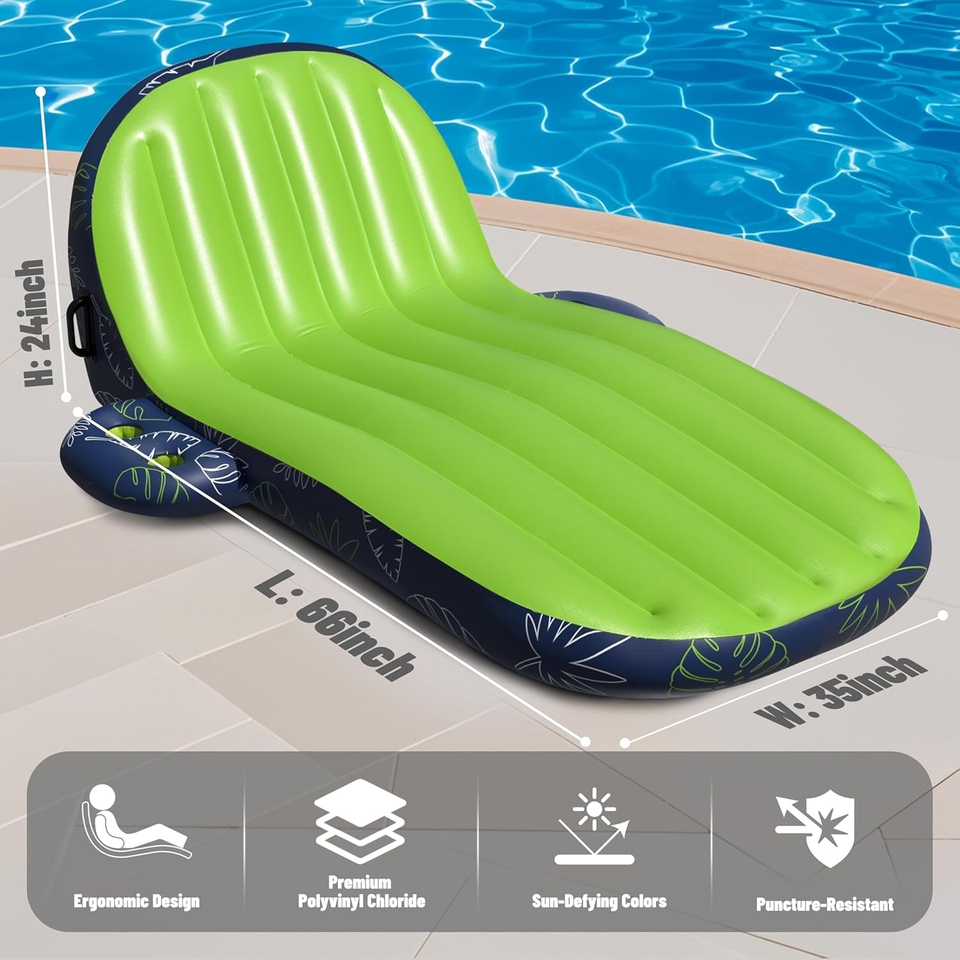 JOSEN Pool Floats Adult Heavy Duty, Inflatable Pool Lounger Float with ...
