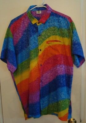 BAREFOOT ATTITUDE RAINBOW PRIDE BUTTON DOWN SHIRT LARGE | eBay