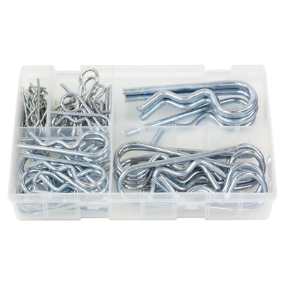 75Pcs Assorted Box of R Clips (5 Sizes BZP) R-Clips Lynch Cotter ...