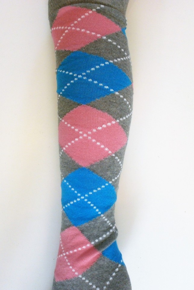 ARGYLE CHECK DIAMOND STRETCH LONG KNEE HIGH SOCKS PUB GOLF FANCY DRESS ...