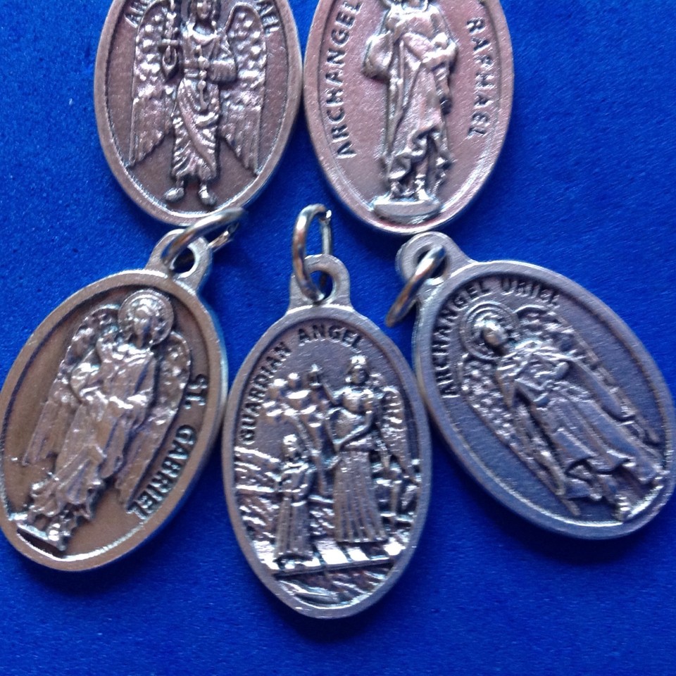 4 ARCHANGEL Saint Medal + Guardian Angel St Michael Gabriel Raphael ...
