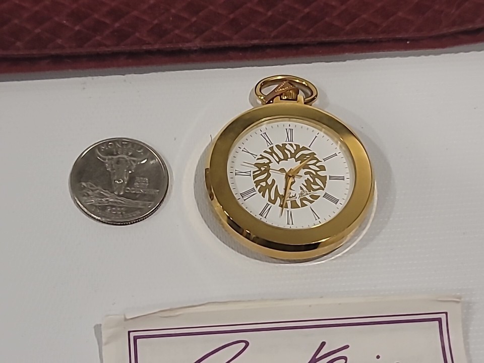 Anne Klein for Sutton Time Gold Tone Pocket Watch Lion Face Needs ...