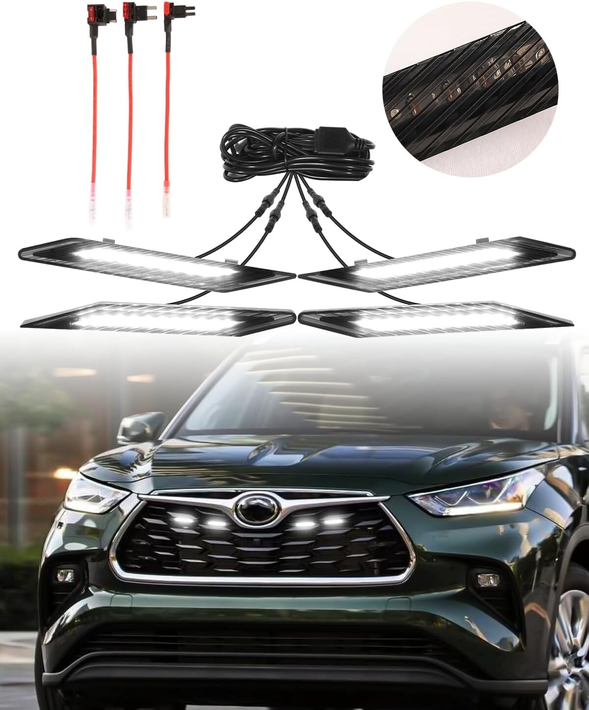 LED Grill Lights for 2020-2024 Toyota Highlander Accessories Grille ...