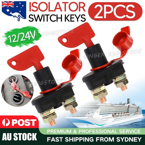 2PCS Battery Isolator Cut Off Kill Switch Key Car Marine Boat 12V 24V ...
