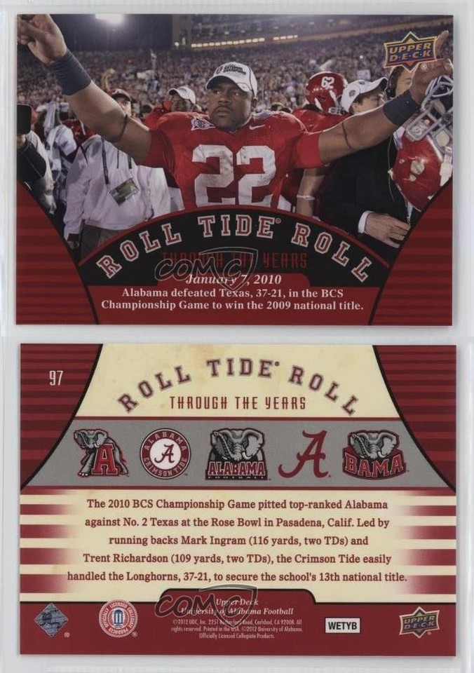 2012 Upper Deck University of Alabama Roll Tide Mark Ingram January 7 ...