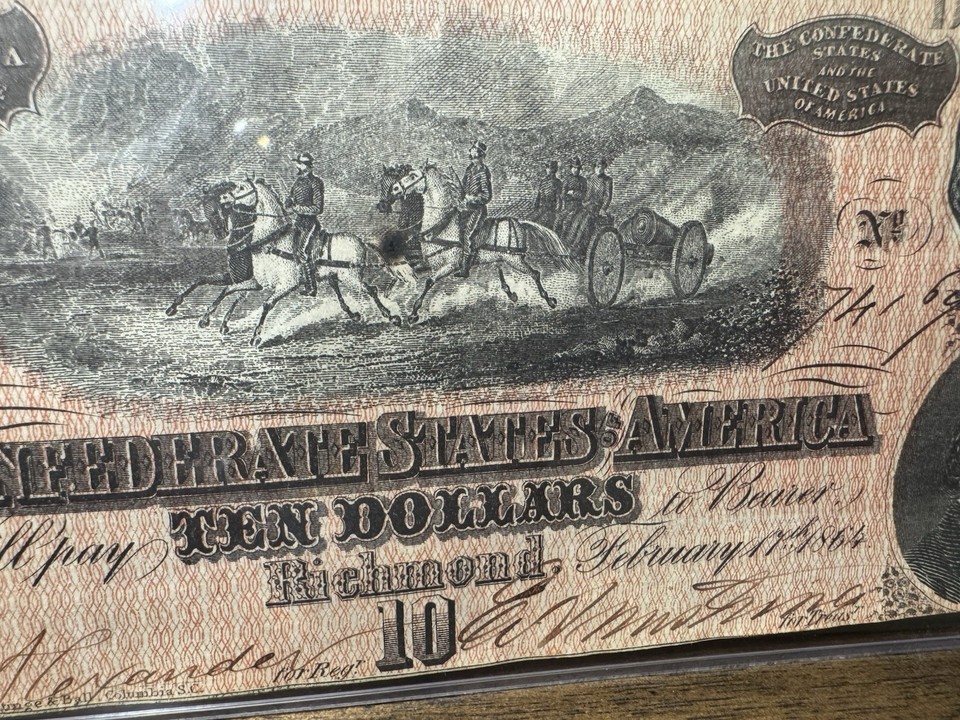1864 Confederate Ten Dollar Note T68 CSA Civil War Currency Richmond ...