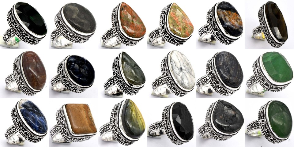 200 PCS Mix Gemstone Ethnic Handmade Ring Mix Lot US Size-5-9 R 9026 | eBay