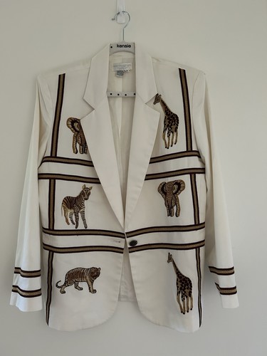 Lew Magram Collection NY, White Jacket With Embroidered Animals | eBay