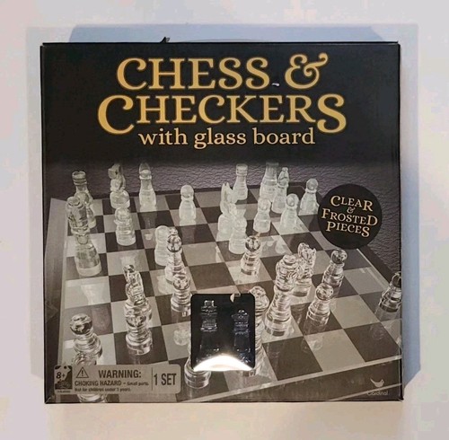 Chess & Checkers Clear and Frosted Glass Pieces - Complete Set Comes In ...