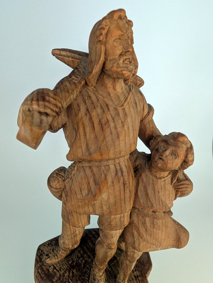 Hand-carved Wooden Statue of Swiss Folk Hero WILLIAM TELL & HIS SON 8 ...