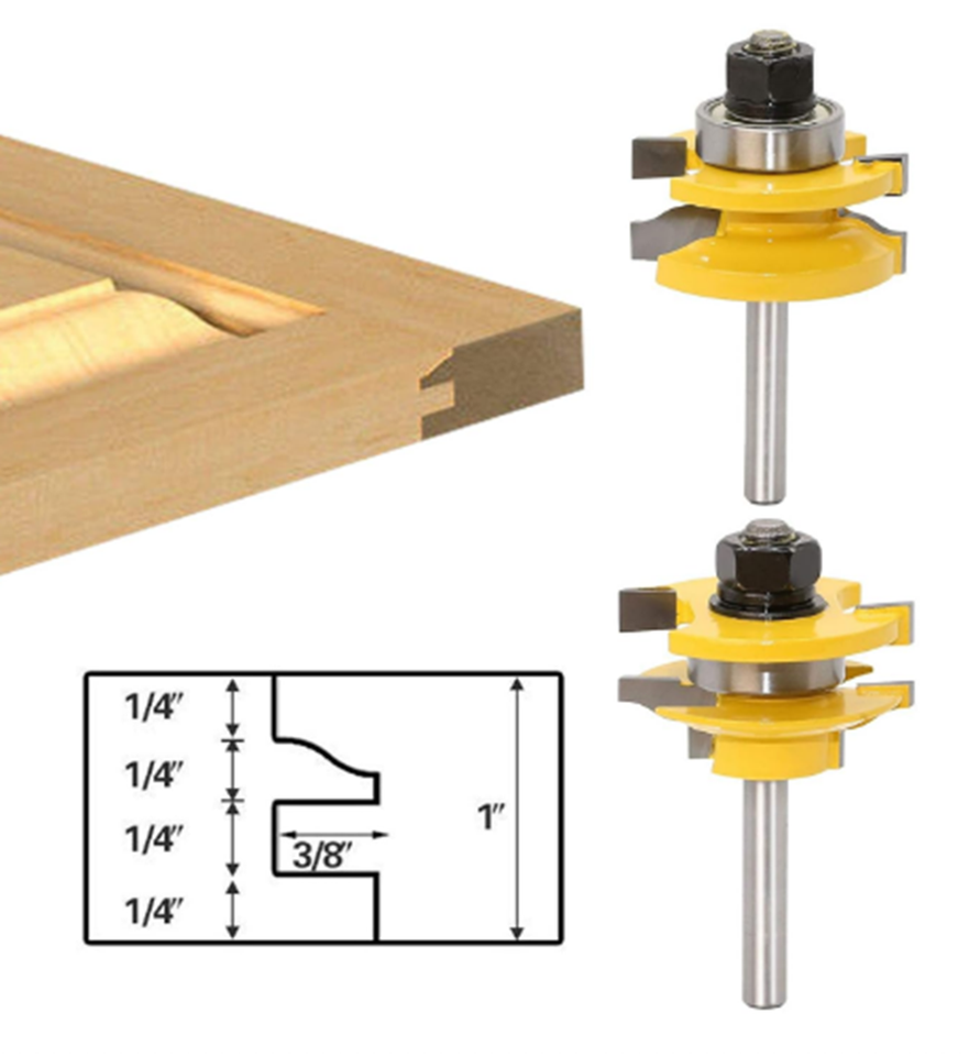 Ogee Rail and Stile Router Bit Set for Woodworking 1/4" Shank 3PCS ...